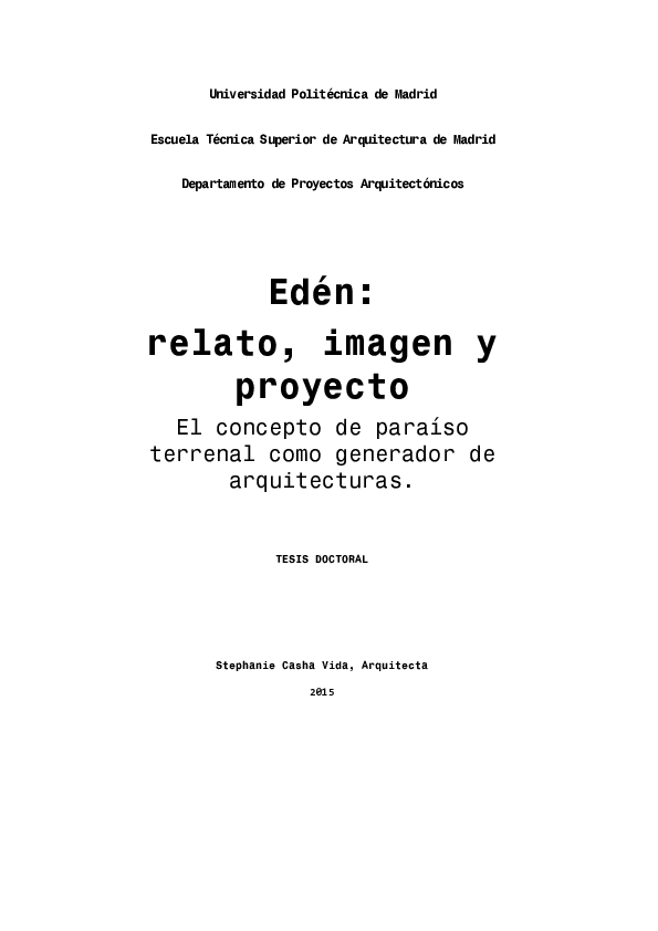 (PDF) Edén: relato, imagen y proyecto. El concepto de paraíso terrenal como generador de ...