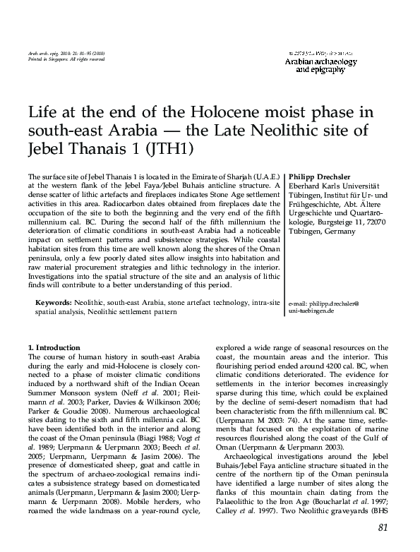(PDF) Life at the end of the Holocene moist phase in south-east Arabia ...