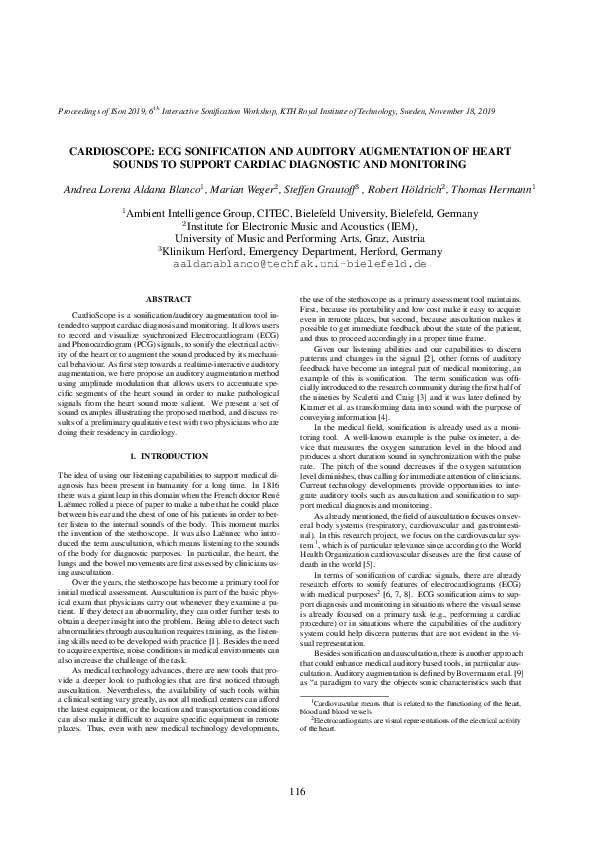 (PDF) Cardioscope: Ecg Sonification and Auditory Augmentation of Heart ...