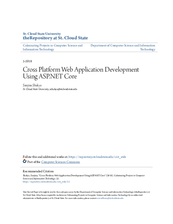 (PDF) Cross Platform Web Application Development Using ASP.NET Core (PDF) Cross Platform Web Application Development Using ASP.NET Core
