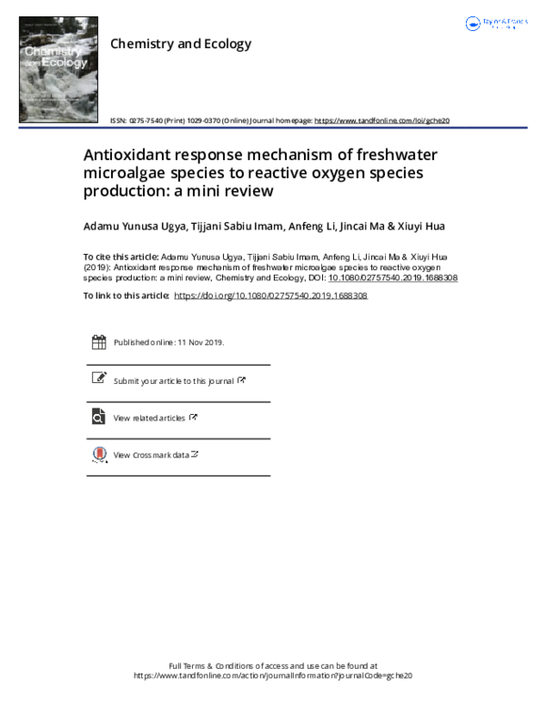 (PDF) Antioxidant response mechanism of freshwater microalgae species to reactive oxygen species ...