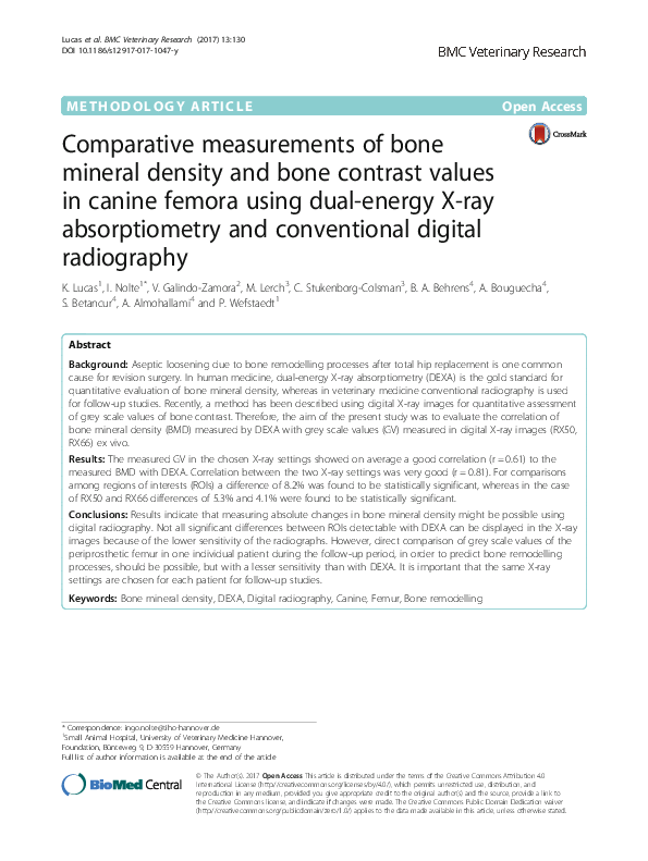 (PDF) Comparative measurements of bone mineral density and bone ...