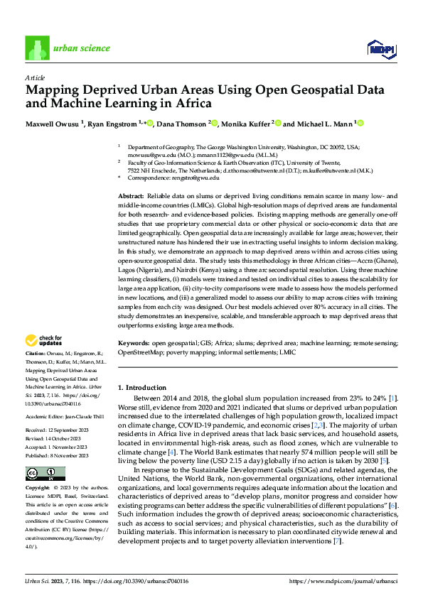 (PDF) Mapping Deprived Urban Areas Using Open Geospatial Data and ...