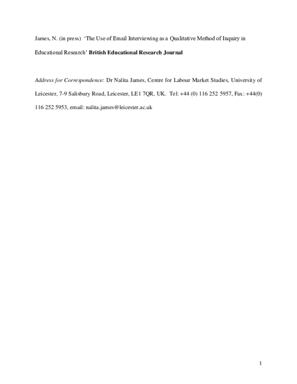 (PDF) Email Interviews in Educational Research