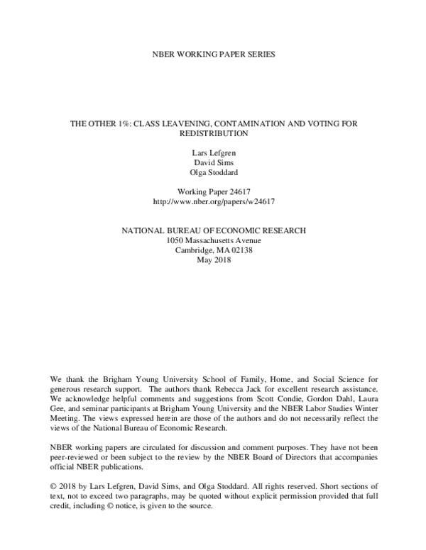 (PDF) The other 1%: Class Leavening, Contamination and Voting for Redistribution