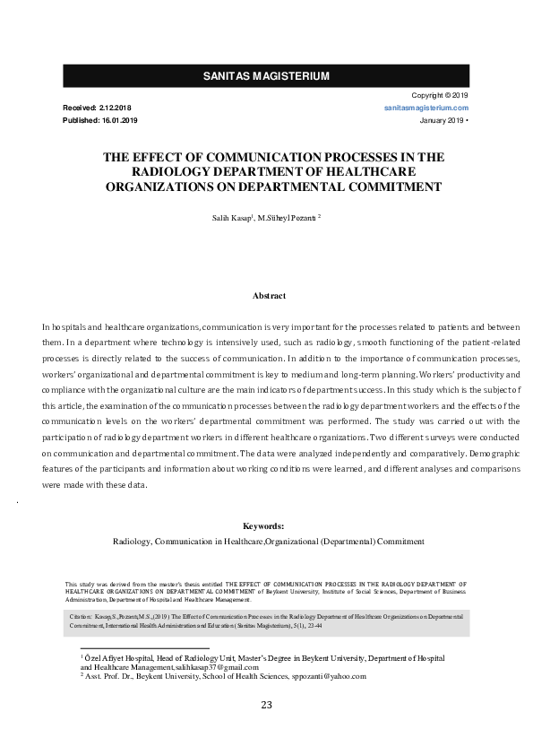 (PDF) The Effect of Communication Processes in the Radiology Department ...