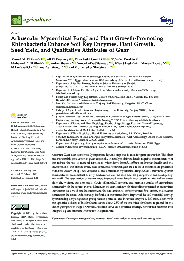 (PDF) Arbuscular Mycorrhizal Fungi and Plant Growth-Promoting Rhizobacteria Enhance Soil Key ...