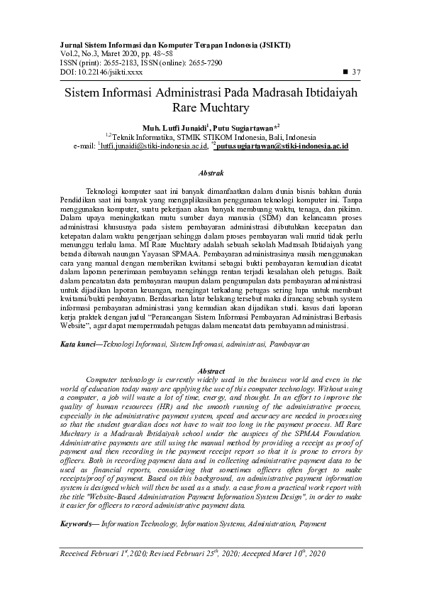 (PDF) Sistem Informasi Administrasi Pada Madrasah Ibtidaiyah Rare Muchtary | Muh Lutfi Junaidi ...