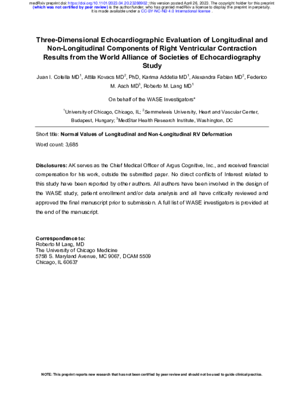 Pdf Three Dimensional Echocardiographic Evaluation Of Longitudinal