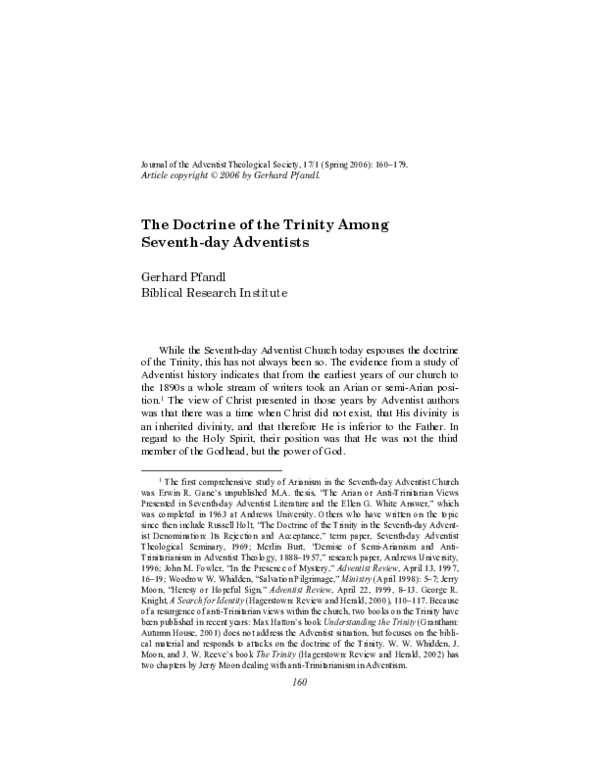 (PDF) The Doctrine of the Trinity Among Seventh-day Adventists
