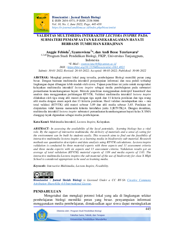 (PDF) Validitas Multimedia Interaktif Lectora Inspire pada Submateri Pemanfaatan Keanekaragaman ...