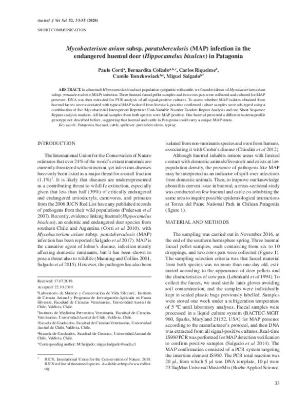 (PDF) Mycobacterium avium subsp. paratuberculosis (MAP) infection in the endangered huemul deer ...