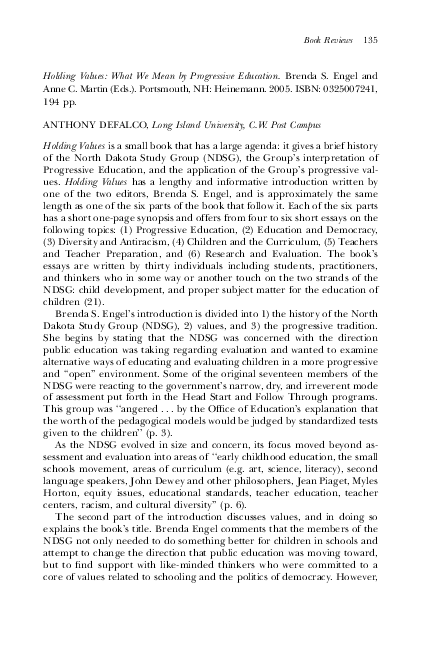 (PDF) Holding Values: What We Mean by Progressive Education