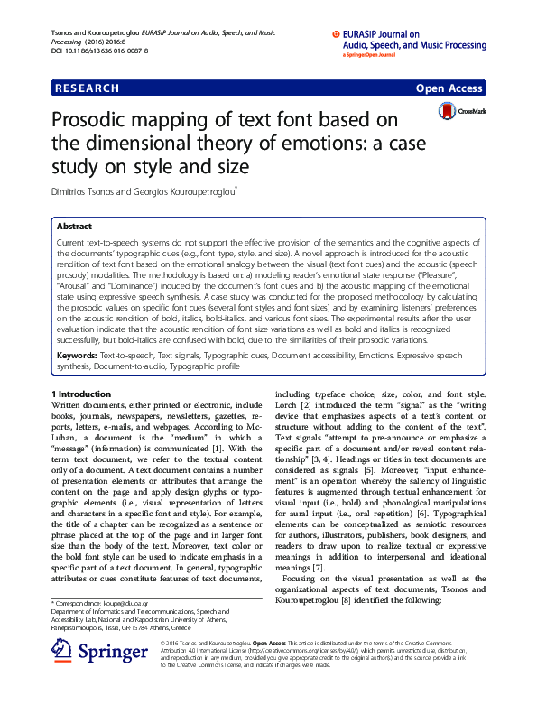 (PDF) Prosodic mapping of text font based on the dimensional theory of emotions: a case study on ...