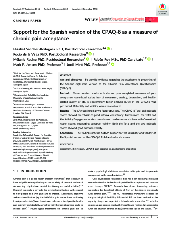 (PDF) Support for the Spanish version of the CPAQ‐8 as a measure of ...