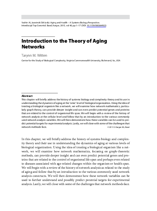 (PDF) Introduction to the Theory of Aging Networks