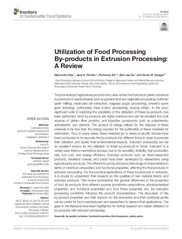 (PDF) Utilization of Food Processing By-products in Extrusion ...