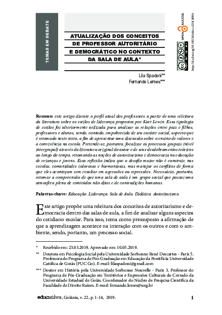(PDF) Atualização dos Conceitos de Professor Autoritário e Democrático ...