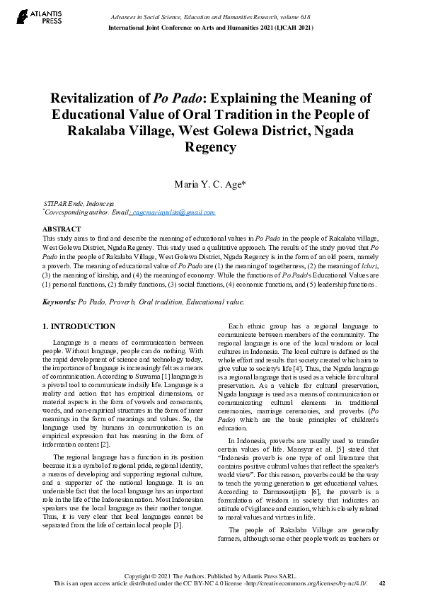 (PDF) Revitalization of Po Pado : Explaining the Meaning of Educational ...