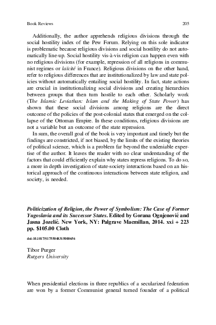 (PDF) Politicization of Religion, the Power of Symbolism: The Case of ...