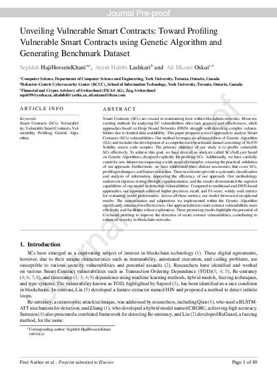 Pdf Unveiling Vulnerable Smart Contracts Toward Profiling Vulnerable Smart Contracts Using 