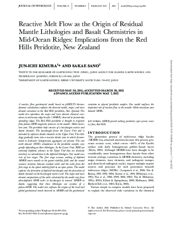 (PDF) Reactive Melt Flow as the Origin of Residual Mantle Lithologies ...