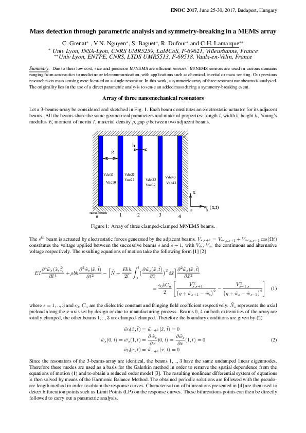 (PDF) Mass detection through parametric analysis and symmetry-breaking in a MEMS array | Regis ...