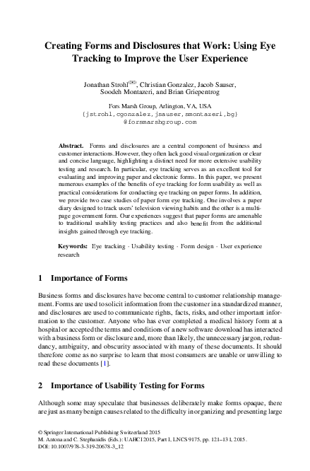 (PDF) Creating Forms and Disclosures that Work: Using Eye Tracking to Improve the User Experience