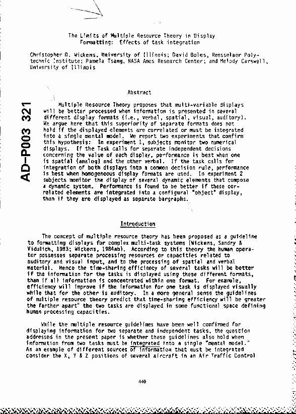 (PDF) The Limits of Multiple Resource Theory in Display Formatting: Effects of Task Integration