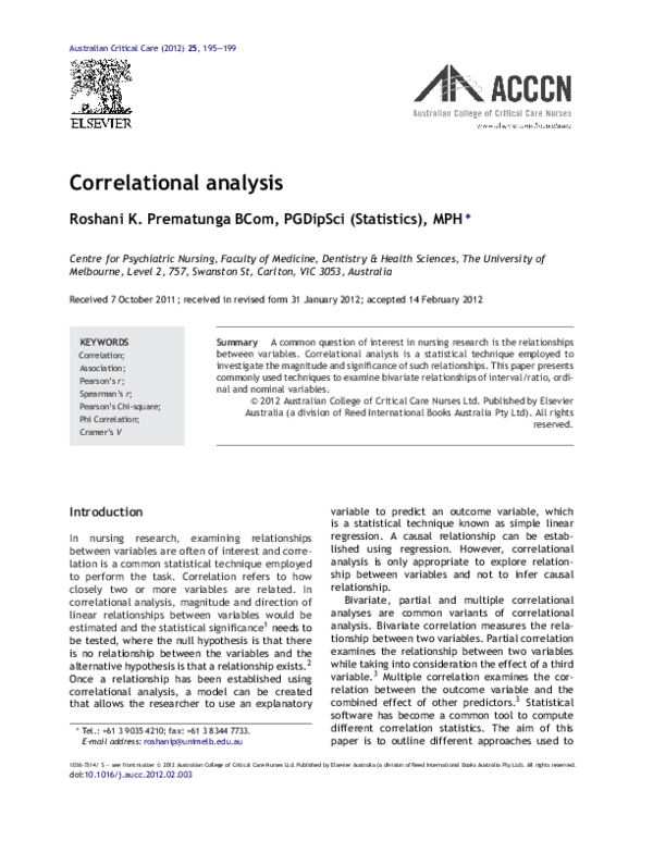 (PDF) Correlational analysis