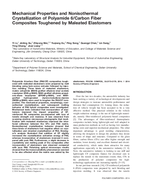 (PDF) Mechanical properties and nonisothermal crystallization kinetics ...