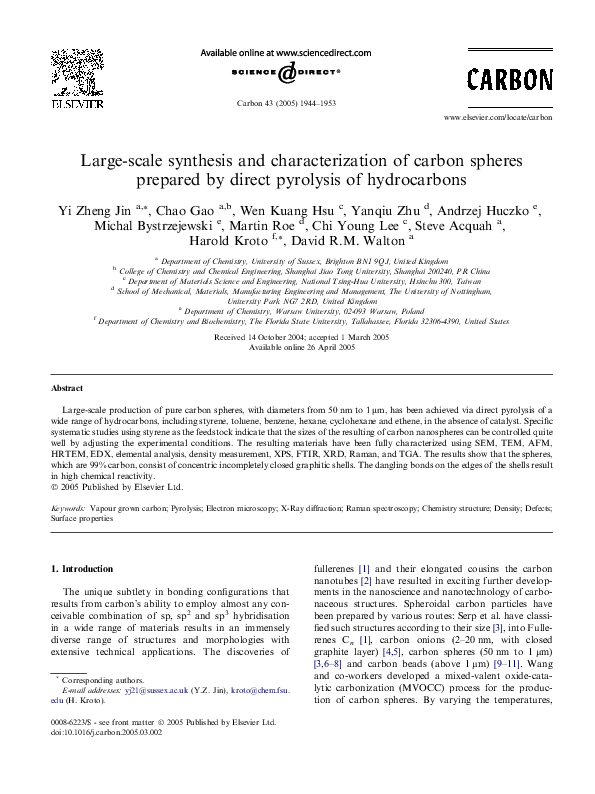 (PDF) Large-scale synthesis and characterization of carbon spheres ...