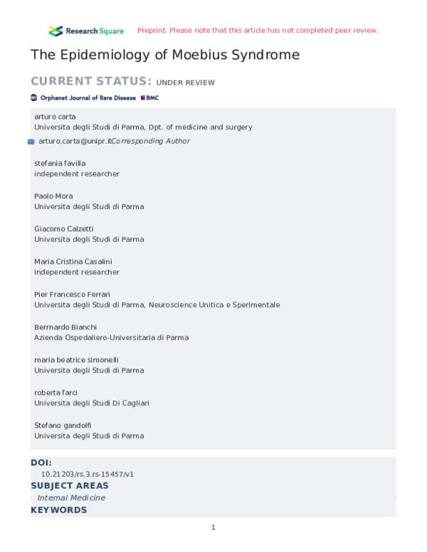 (PDF) The Epidemiology of Moebius Syndrome