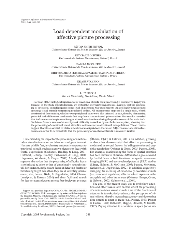 (PDF) Load-dependent modulation of affective picture processing