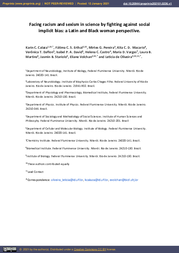 (PDF) Facing Racism and Sexism in Science by Fighting against Social ...