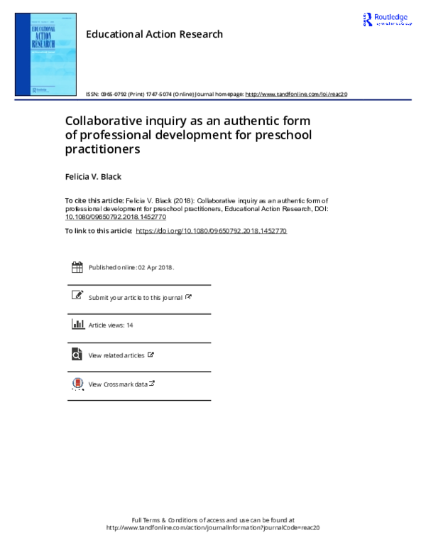 (PDF) Collaborative inquiry as an authentic form of professional ...
