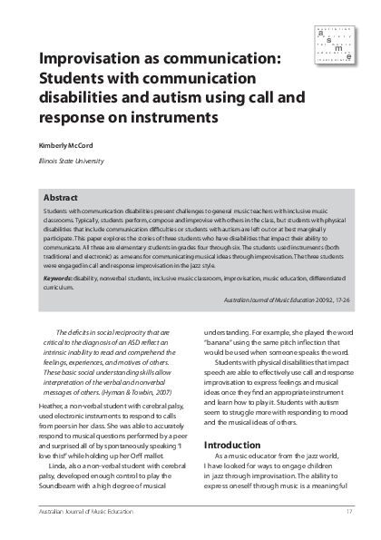 Improvisation as communication: Students with communication ...