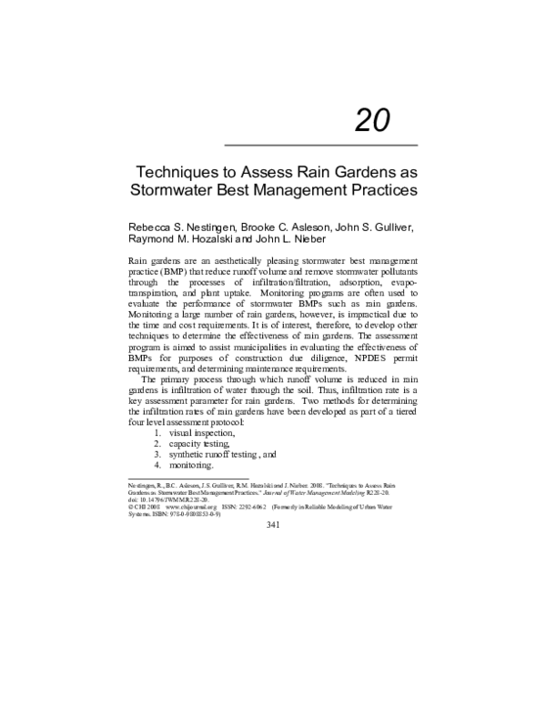 (PDF) Techniques to Assess Rain Gardens as Stormwater Best Management Practices