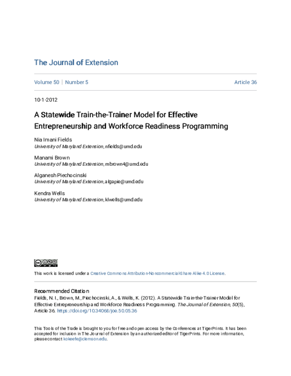 (PDF) A Statewide Train-the-Trainer Model for Effective ...