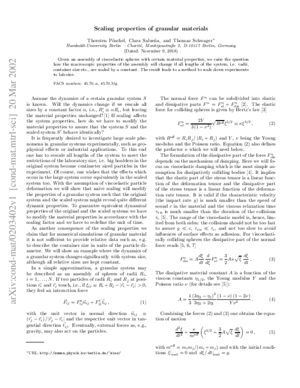 (PDF) Scaling properties of granular materials