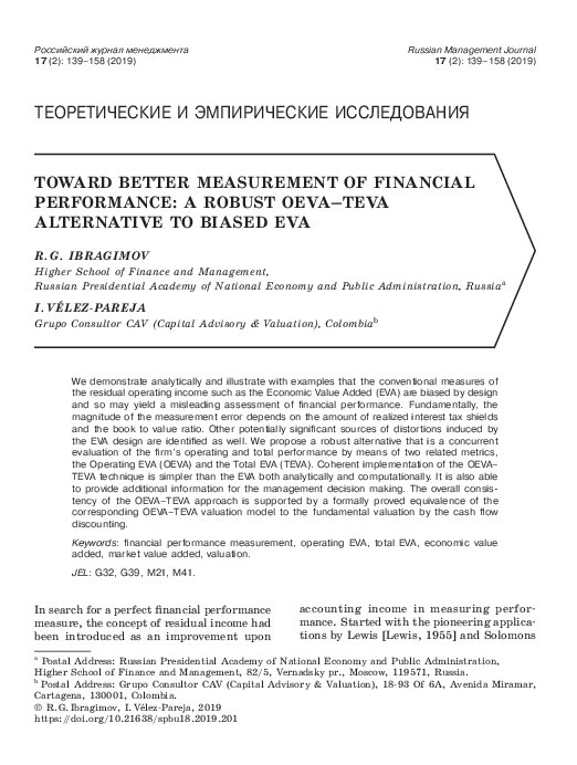 (PDF) EVA Performance Measurement is Faulty: So You May Be Persuaded to ...