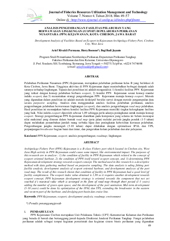 (PDF) Analisis Pengembangan Fasilitas Pelabuhan Yang Berwawasan Lingkungan (Ecoport) DI ...