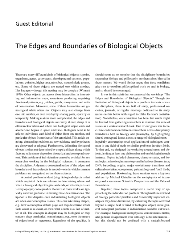 (PDF) The Edges and Boundaries of Biological Objects