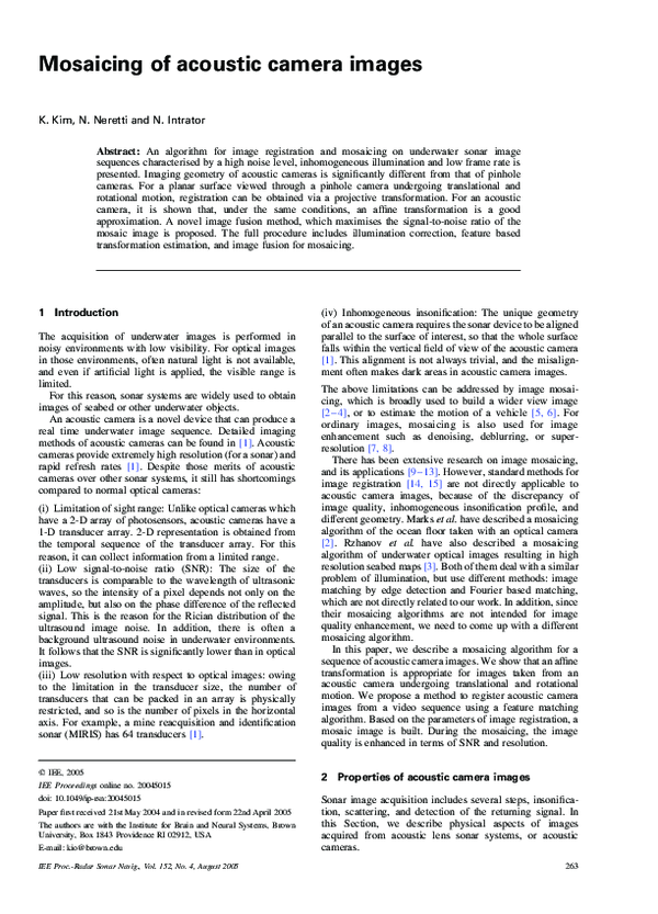 (PDF) Acoustic camera image mosaicing and super-resolution | Nathan Intrator - Academia.edu