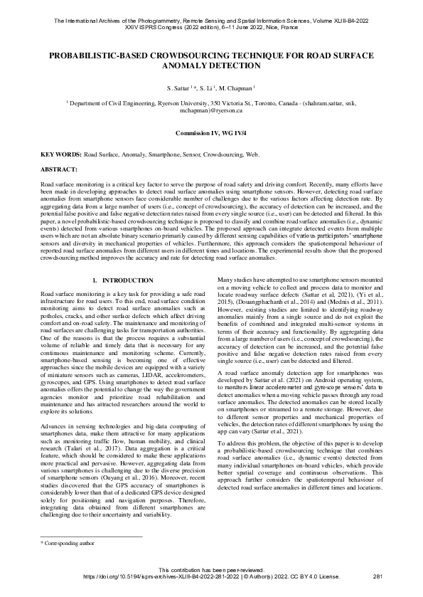 (PDF) Probabilistic-Based Crowdsourcing Technique for Road Surface Anomaly Detection