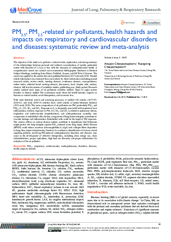 (PDF) PM2.5, PM2.5-related air pollutants, health hazards and impacts on respiratory and ...