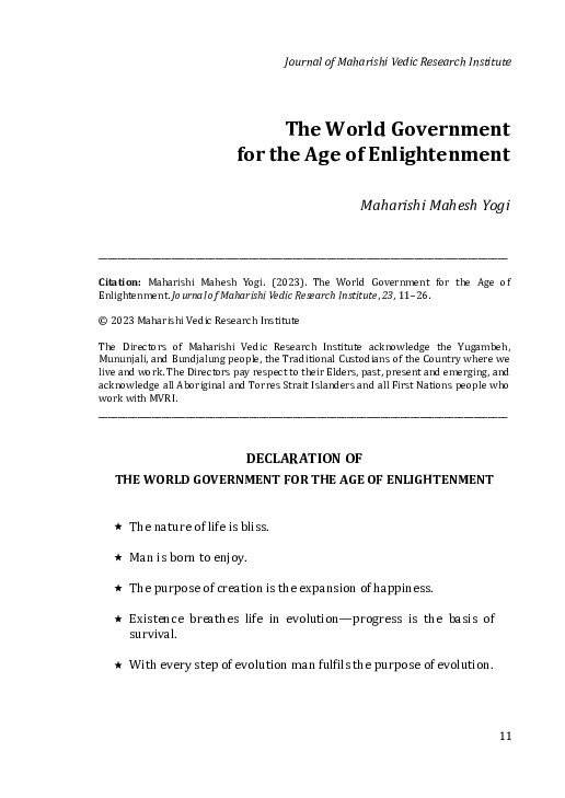 (PDF) The World Government for the Age of Enlightenment