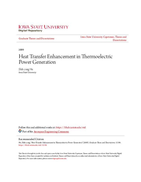 (PDF) Heat Transfer Enhancement in Thermoelectric-Power Generation