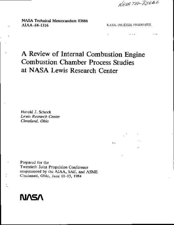 (PDF) A review of internal combustion engine combustion chamber process studies at NASA Lewis ...