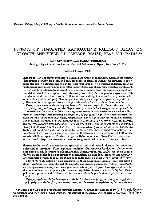 (PDF) Effects of simulated radioactive fallout decay on growth and ...